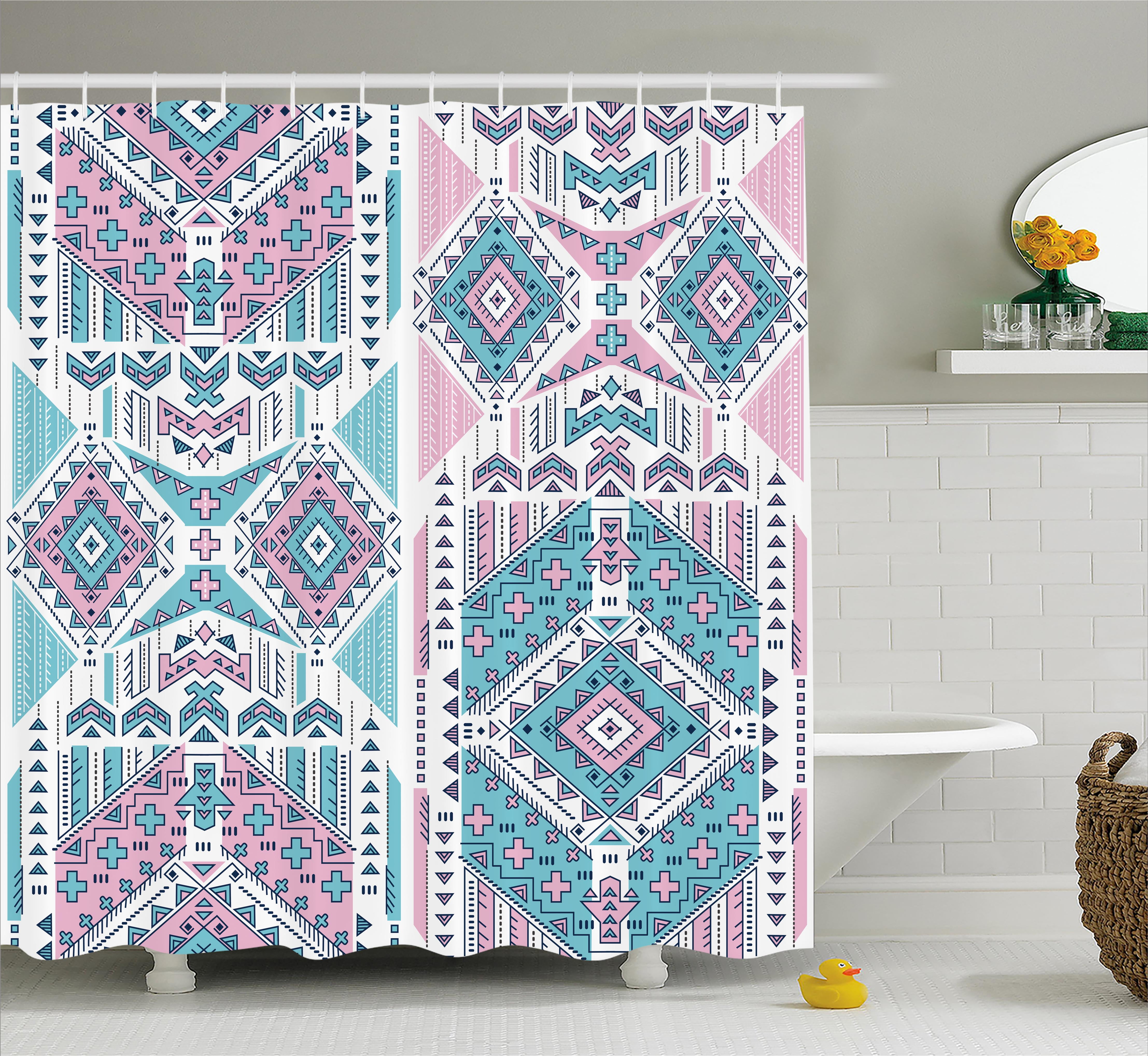 Tribal Shower Curtain Geometric Bohemian Ethnic Aztec Design Vintage