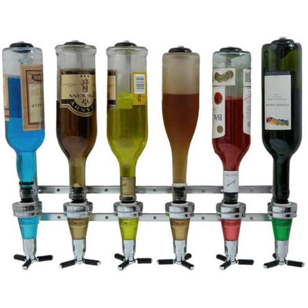 ANQIDI 6-Bottle Alcohol Liquor Dispenser Wall Mounted Stand Drink Beer ...
