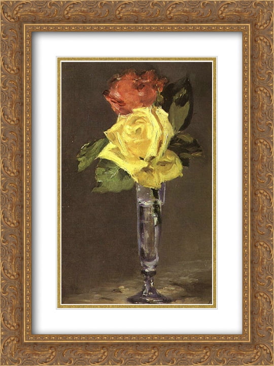 Edouard Manet 2x Matted 20x24 Gold Ornate Framed Art Print 'Roses in a ...