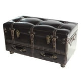 River of Goods Braxton Faux Leather Storage Trunk Bench Ottoman Coffee ...