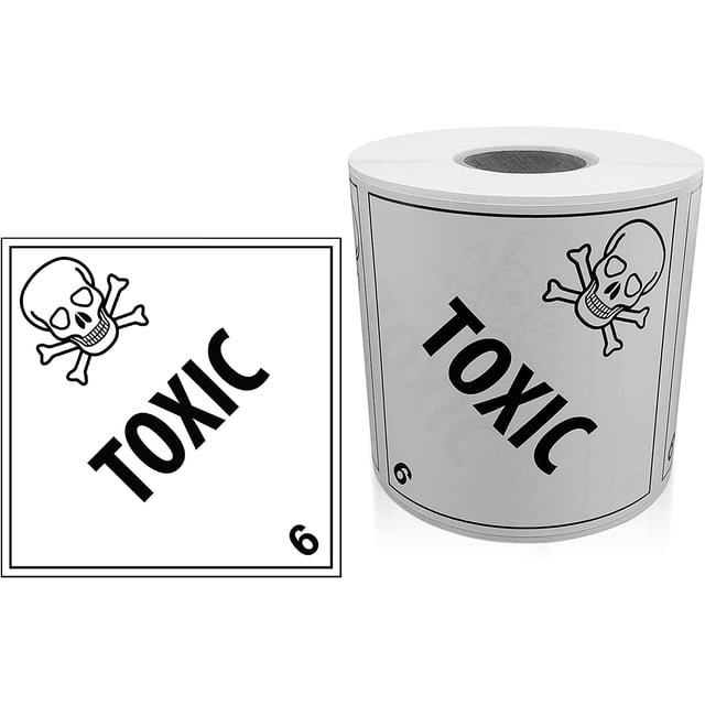 KOVOT 4"x4" Toxic DOT (Class 6) Hazardous Materials Warning Labels 500 ...
