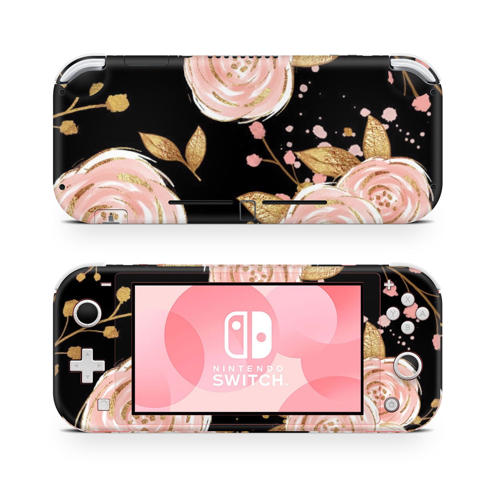 ZOOMHITSKINS Nintendo Switch Lite Skin Vinyl Stickers, Black Flowers ...