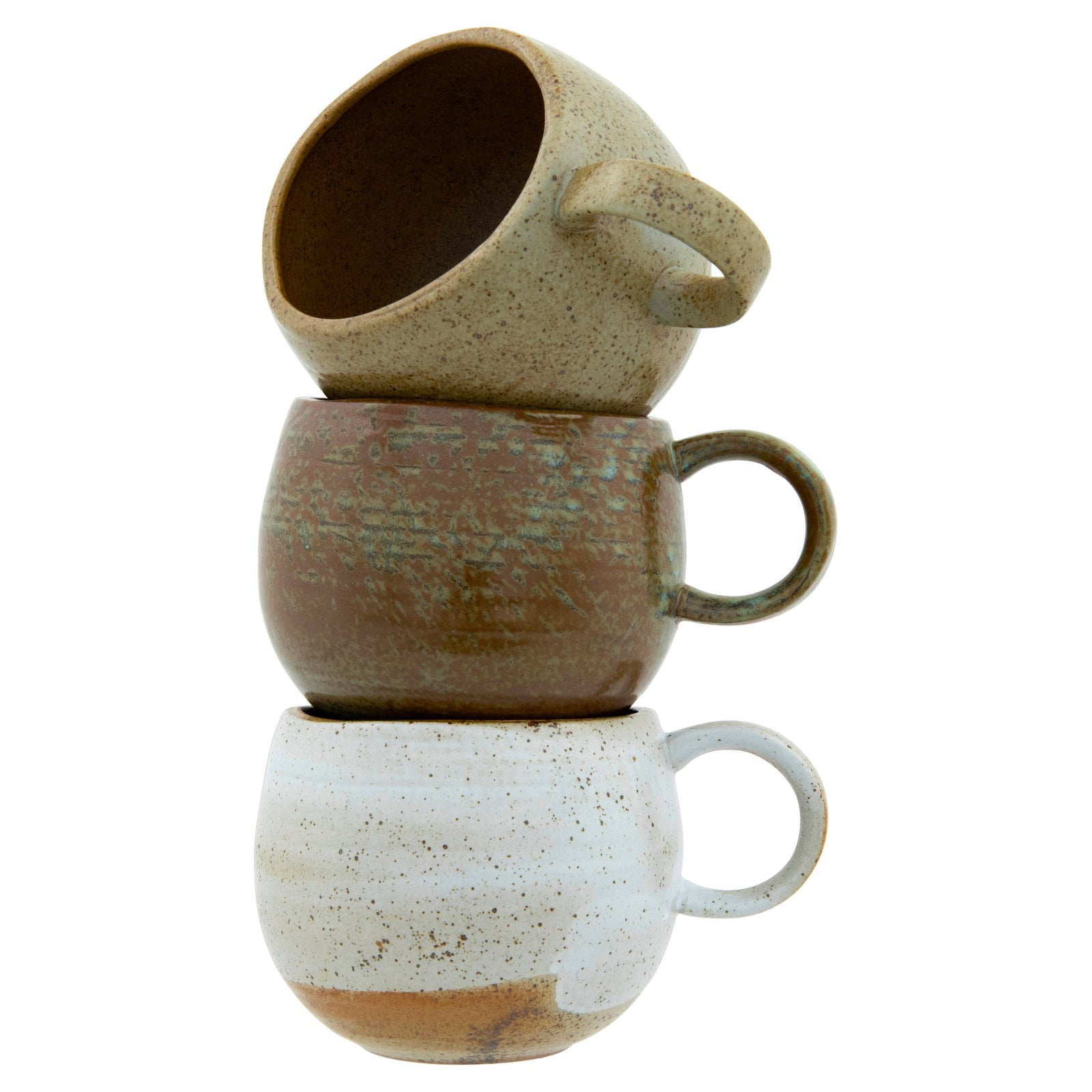 3R Studios Brown and Green Reactive Glaze Stoneware Mug - Set of 3 ...