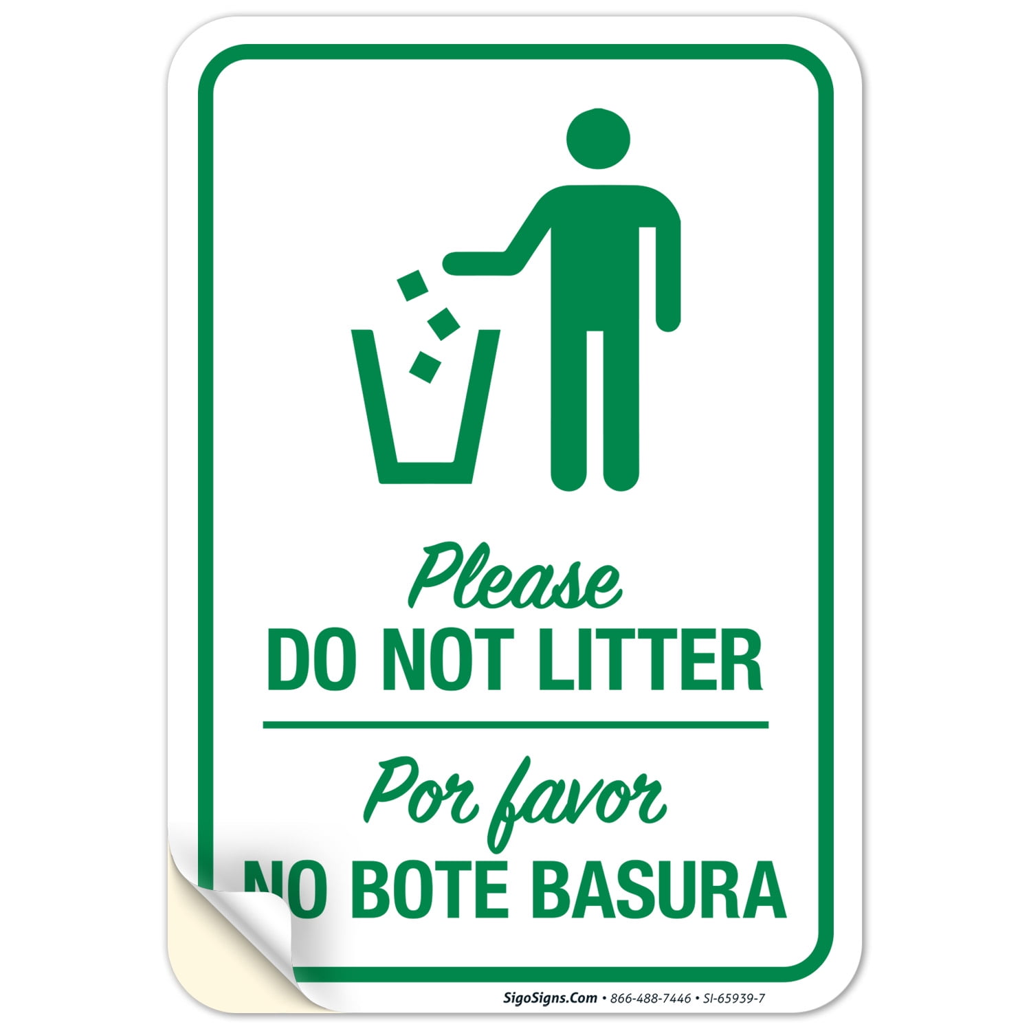 Please Do Not Litter Bilingual Sign, - Walmart.com