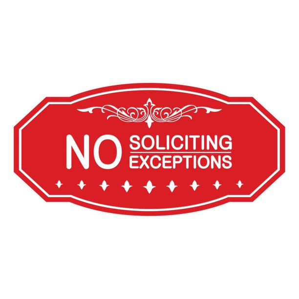 Victorian No Soliciting No Exceptions Sign (Red) - Large 5" X 10 ...