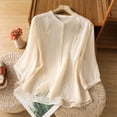 ChaoHeng Womens Tops Women's Casual 3/4 Sleeve Round-Neck Embroidery ...