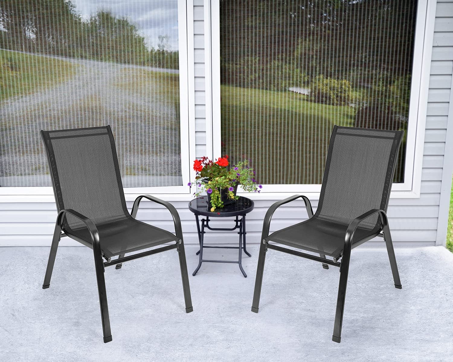 Patio Stackable Chairs outdoor metal pool porch balcony deck lawn front ...