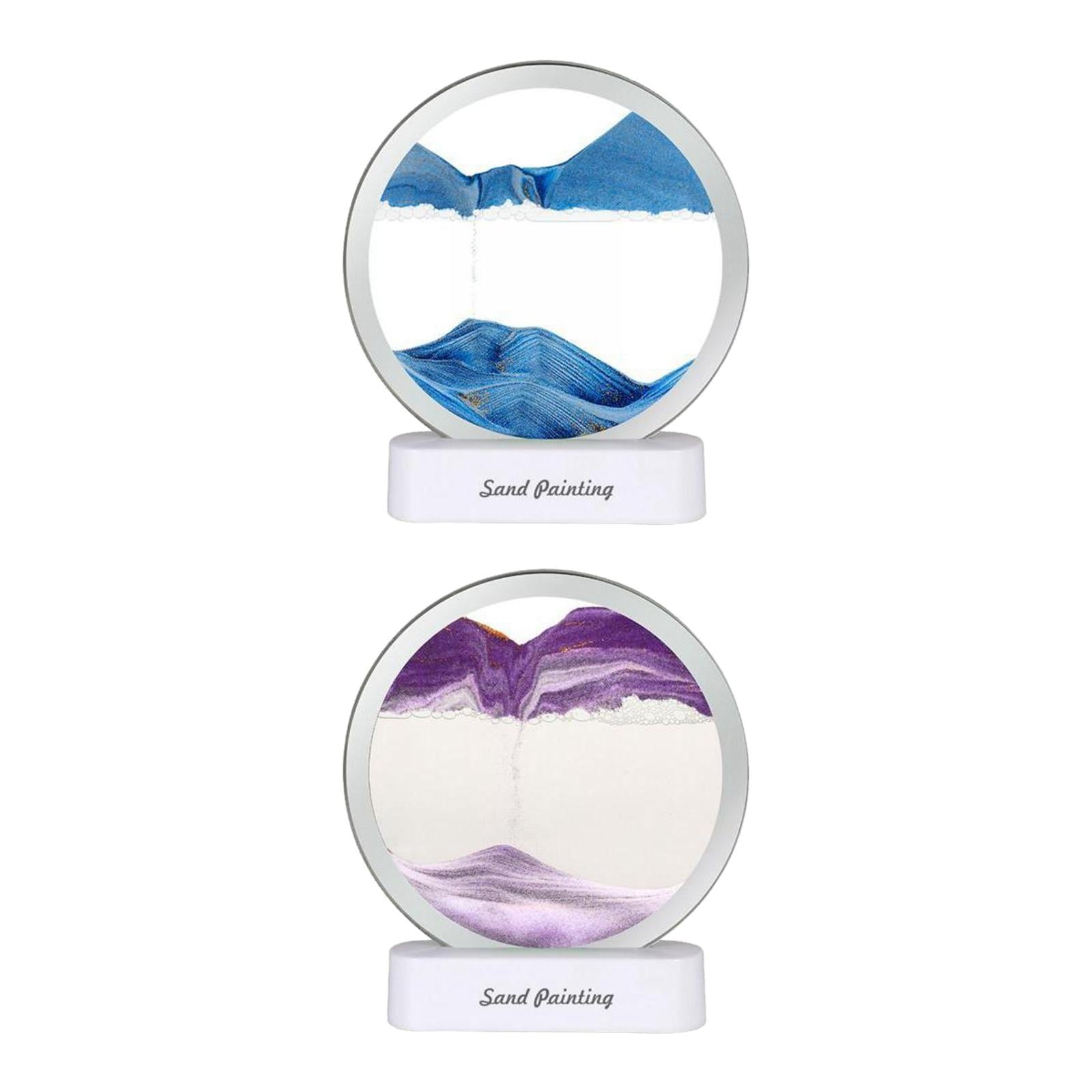 Night Light,Round Glass Art Picture Night Light,Quicksand Painting ...