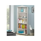 RealRooms Chester 5 Shelf Open Bookcase, White and Lacquer - Walmart.com