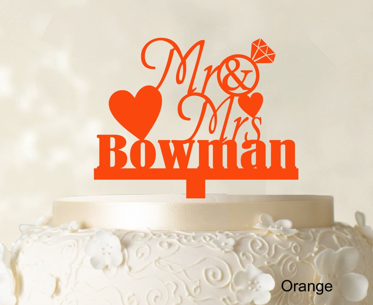 "Personalized Mr & Mrs Wedding Cake Topper Personalized Orange Cake ...