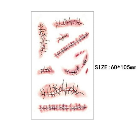Diy Halloween Supplies Simulation Horror Bleeding Seam Scars Stickers ...