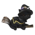 Halloween Black Cat with Witch Hat & Cape Flying On Magical Broomstick ...