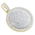 10K Yellow Gold Diamond Dome Puff Circle Medallion Pendant 1.90" Charm ...