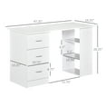 47" Computer Desk with Bookcase, 3 Drawer Home Office Writing Table ...