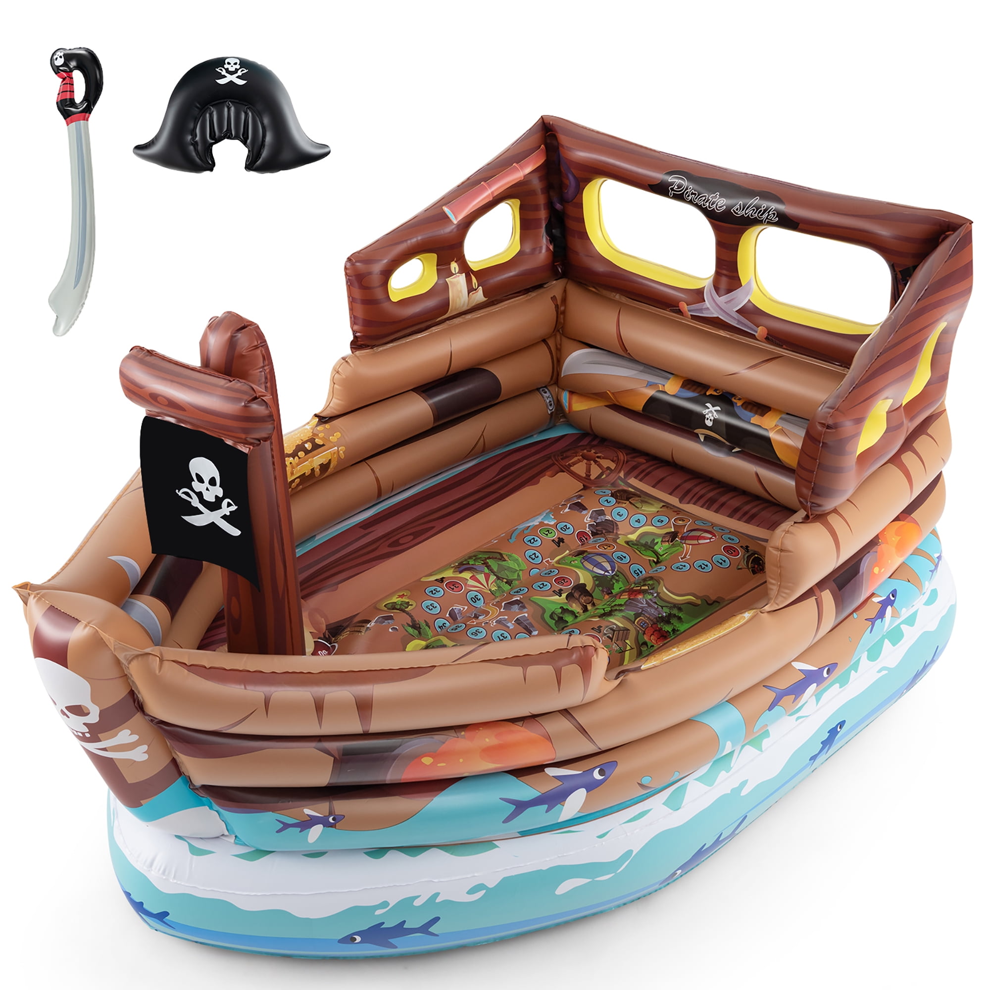 Click here for Gymax Inflatable Pirate Ship Playhouse W/ Built In... prices