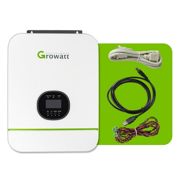 24V 3000W 120V/240V Split Phase Solar Inverter Growatt 80A MPPT Solar Charge Controller ...