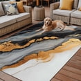 Abstract Marble Outdoor Rug, Black White Gold Gradient Wave Texture Art ...
