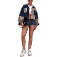 Shuttle Tree Womens Plaid Crop Corduroy Jacket Lapel Front Pocket