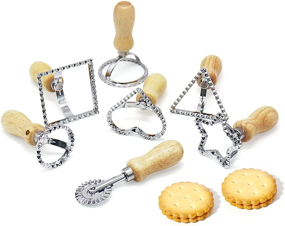 Ravioli Stamp Maker Cutter, 6 Mold Set and one Roll wheel Cutter with ...