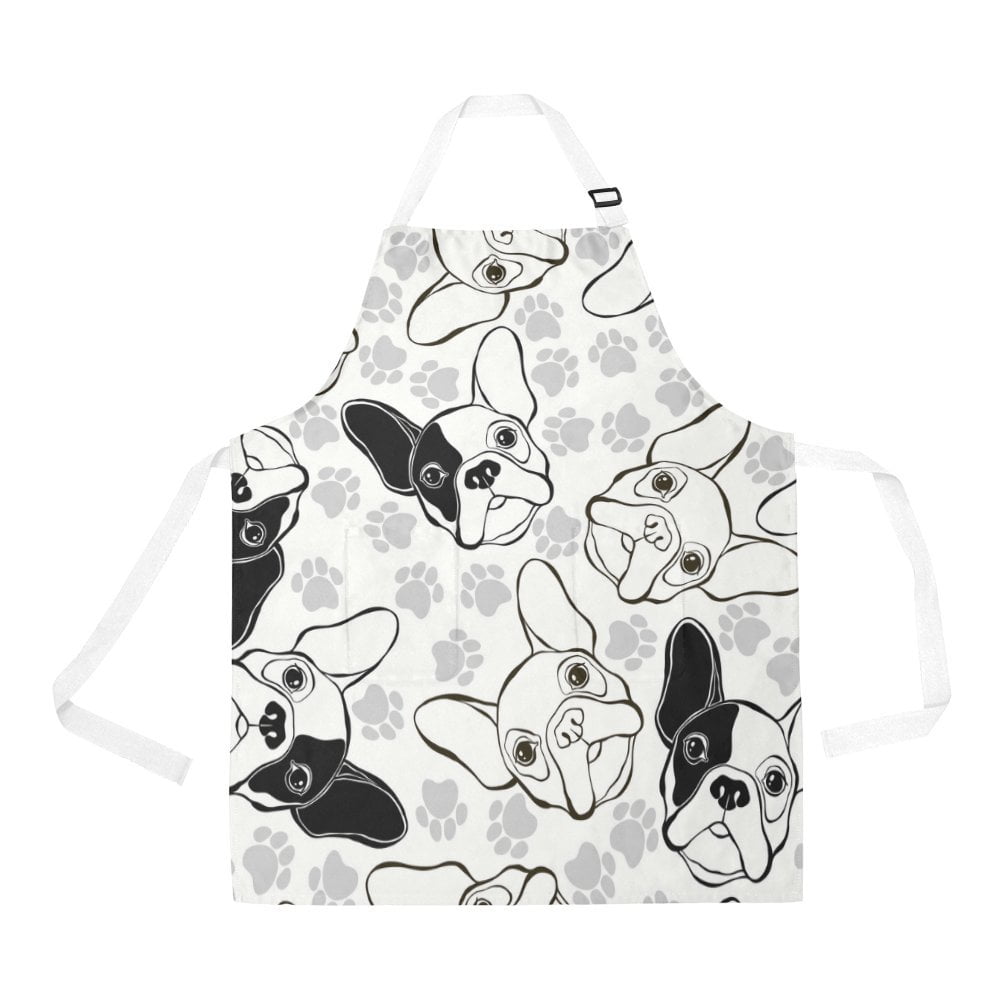 ASHLEIGH Aprons French Bulldog Apron Women Men Aprons With Two Pockets ...