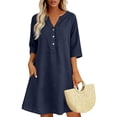 asdoklhq Maxi Dresses Gowns and Evening Ladies Casual V-Neck Linen ...