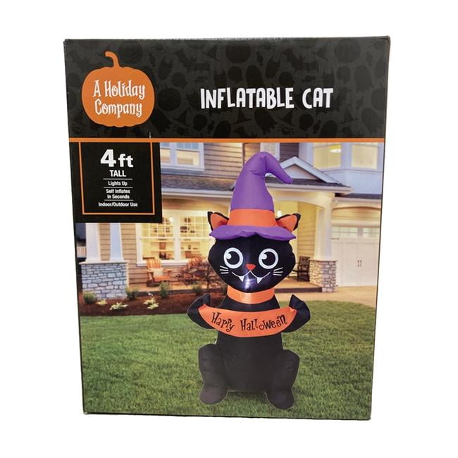 A Holiday VAHL20098 4 ft. Halloween Inflatable Cat Decoration - Walmart.com