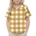 AHTJRT Plaid Shirts for Girls Boys Short Sleeve Turn Down Collar Full ...