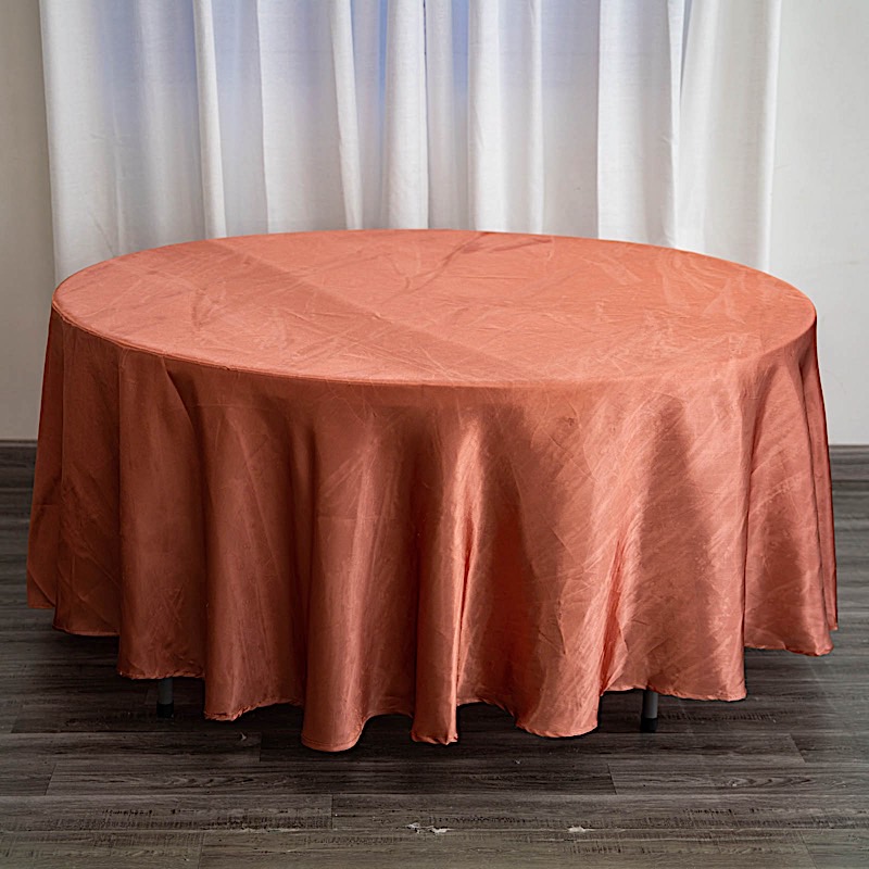 BalsaCircle 108" Round Satin Tablecloth Terracotta Round Table Linen ...