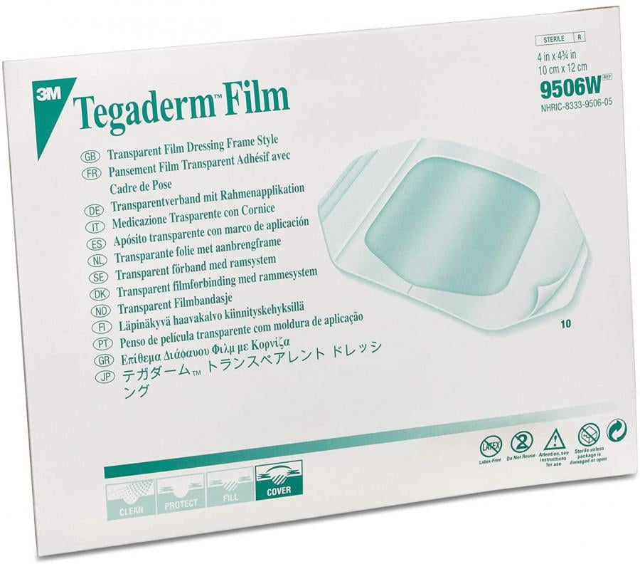 3M Tegaderm Transparent Film Dressing, 4 Inches x 4.75 Inches, 10 Count ...