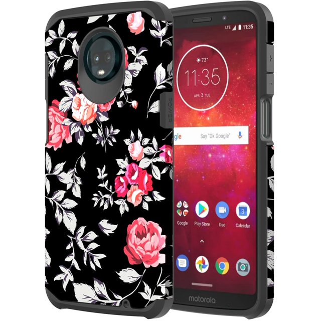 Moto Z3 Case, Moto Z3 Play Case, Rosebono Slim Hybrid Shockproof Hard ...