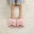 Litfun Women's Fuzzy Slippers Open Toe Cross Band Slippers Memory Foam House Slippers for Women ...