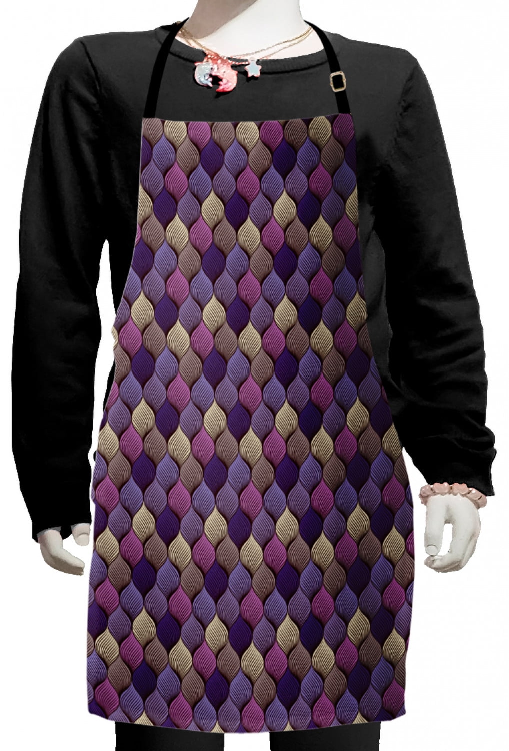 Colorful Kids Apron, Abstract Braid Design in Purple and Beige Shades ...