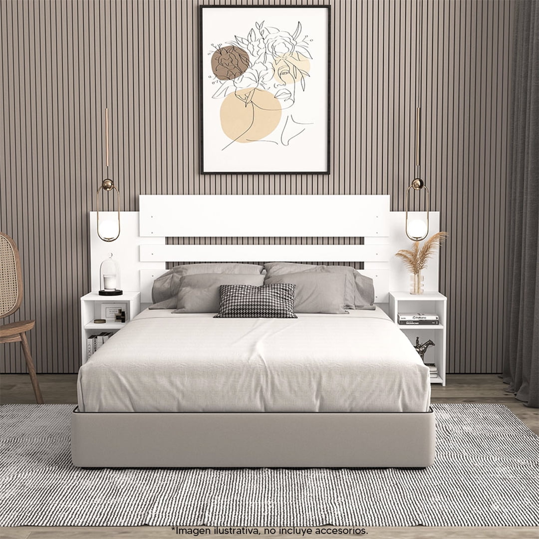 Cabecera Mobi Muebles con 2 Buros Integrados Modelo Verona Color Blanco | Walmart en línea