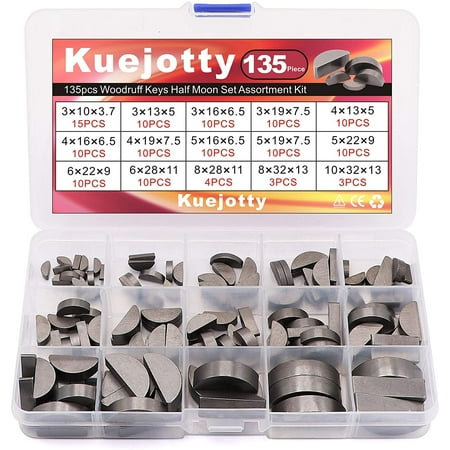 135pcs Woodruff Keys Half Moon Set Semicircle Bond Key ortment Kit ...