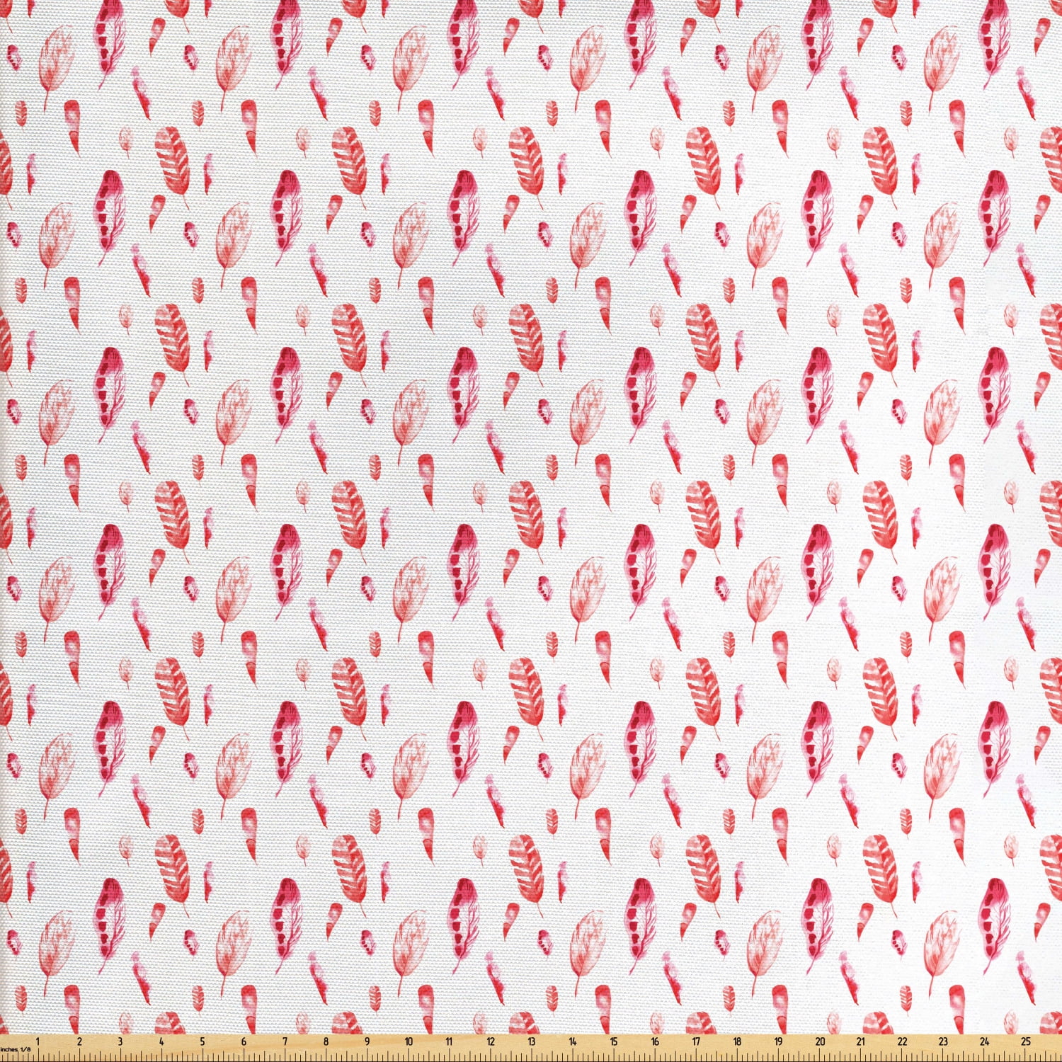 Feather Fabric by the Yard, Watercolor Bohemian Style Pattern with ...