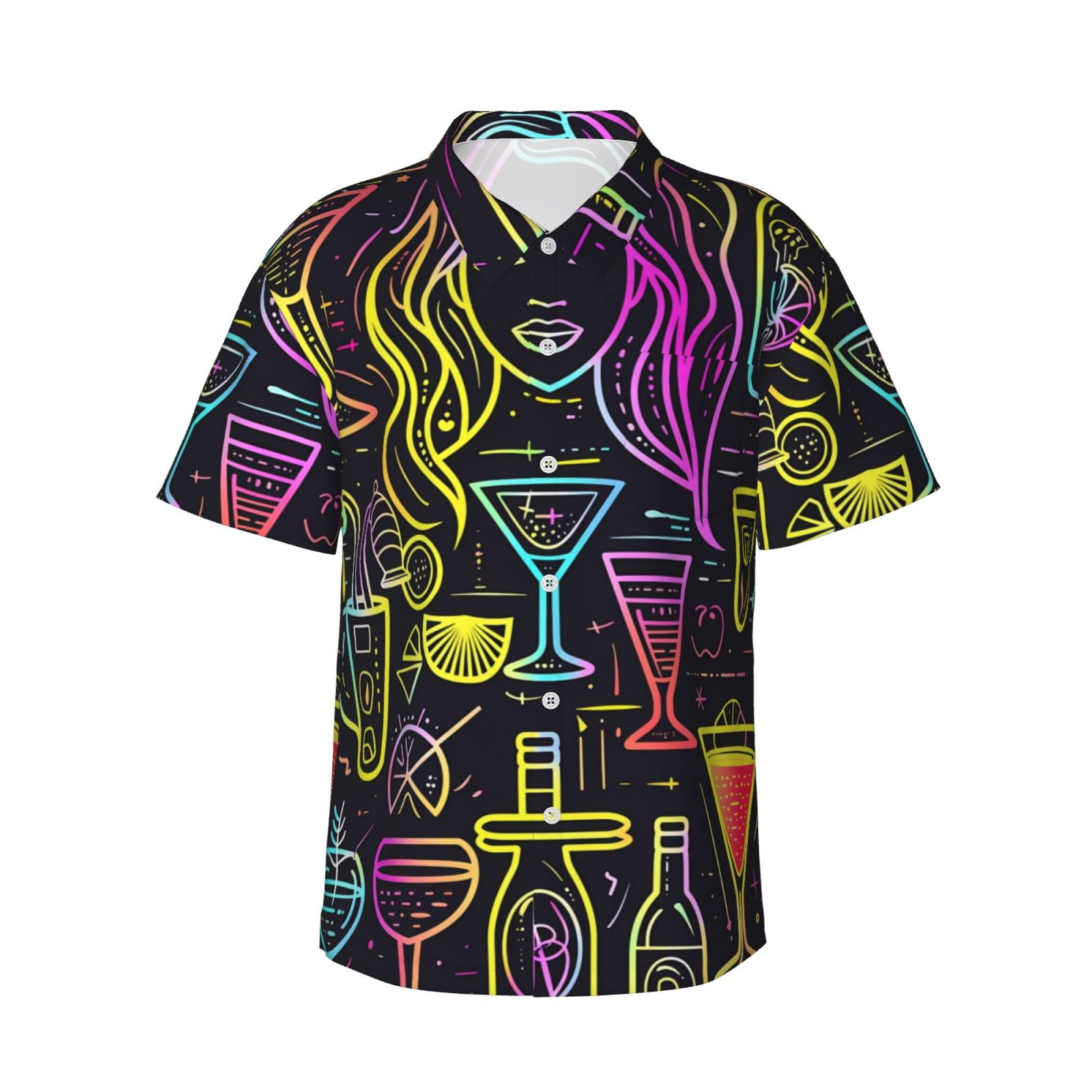 Fotbe Neon Bar Drinks Camisa Hawaiana para Hombre Unisex – Camisa ...