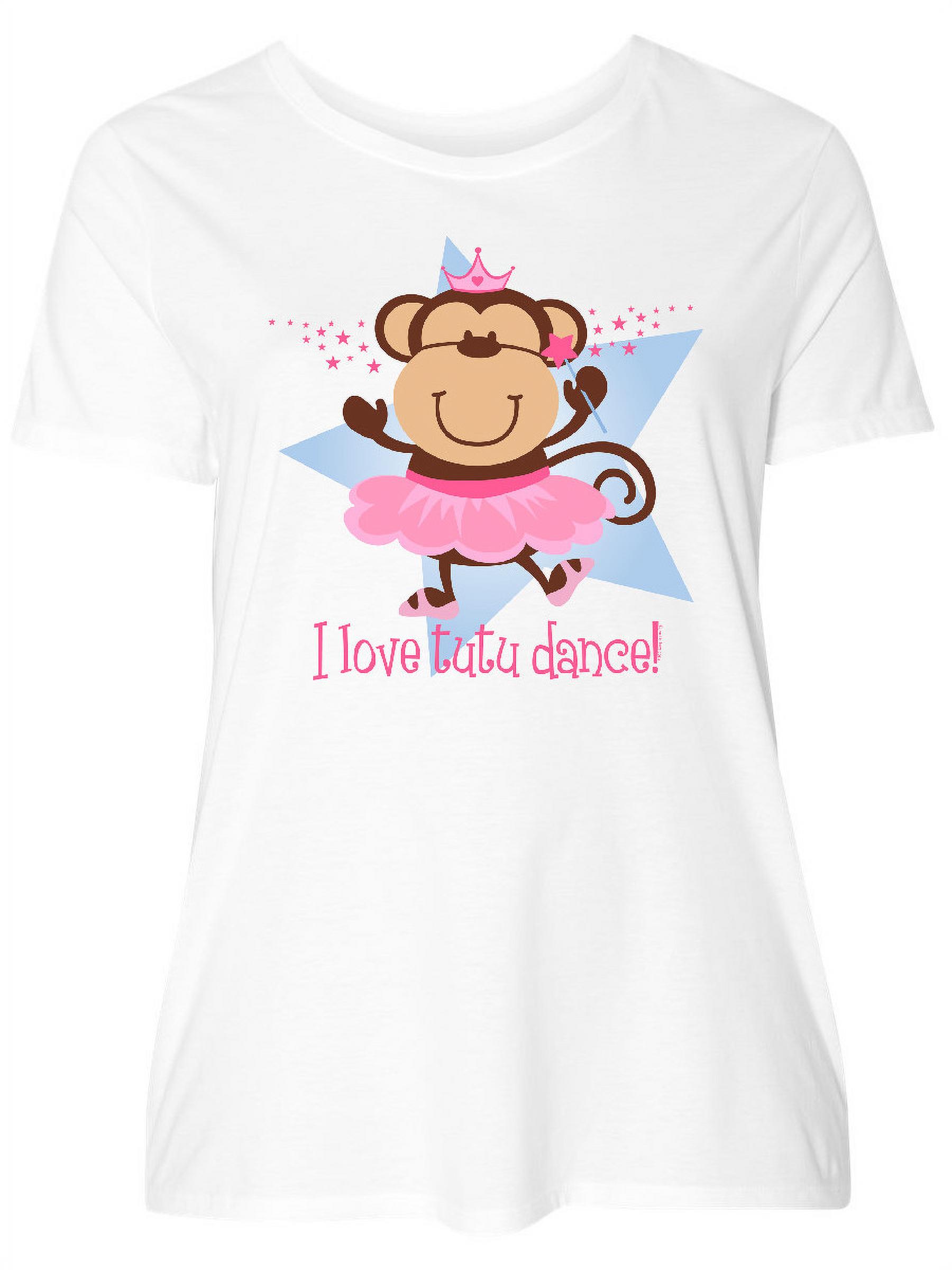 Inktastic Monkey Love Tutu Dance Women's Plus Size T-Shirt - Walmart.com