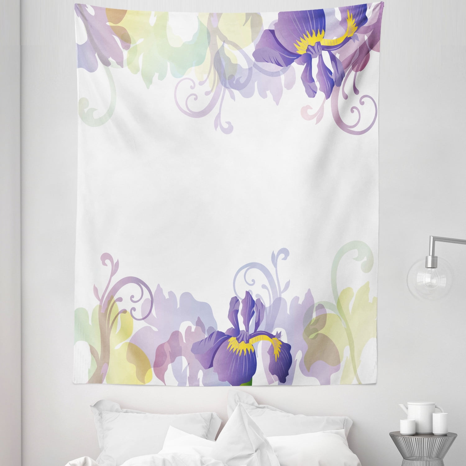 Garden Tapestry, Classic Petals Pastel Toned Seasonal Florets Blooming ...