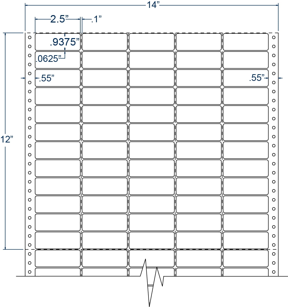 Compulabel 140556, 2-1/2" x 15/16" Pinfeed Address Lables 5 Across ...