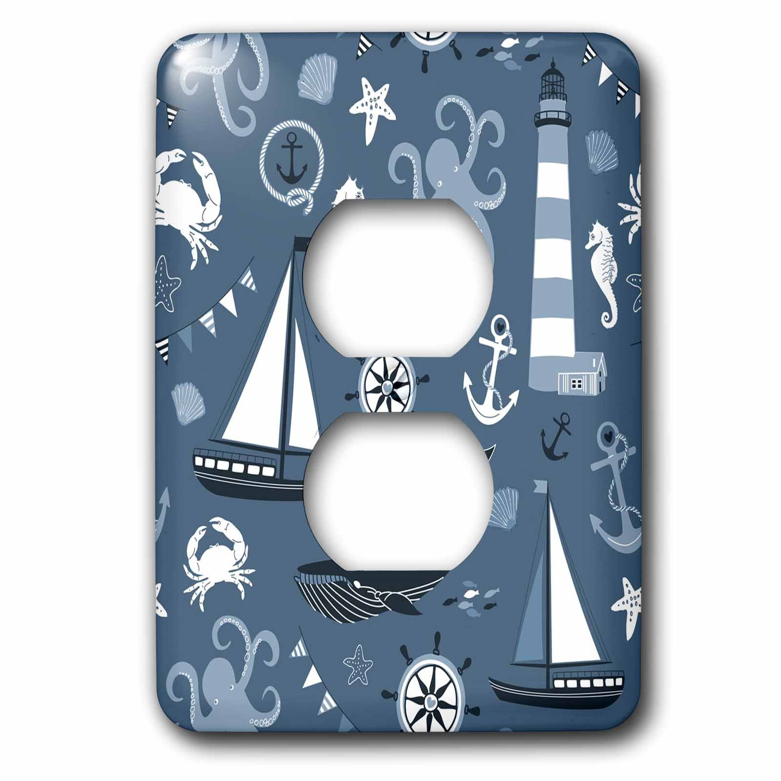 3dRose Blue Nautical Beach - 2 Plug Outlet Cover - Walmart.com
