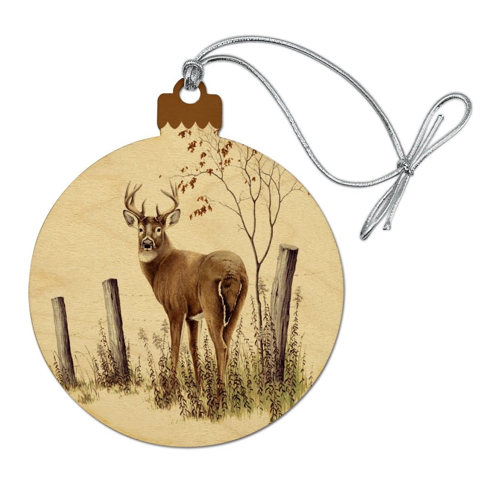 Deer Buck at the Fence Wood Christmas Tree Holiday Ornament - Walmart.com