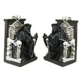 Gothic Grim Reaper Sitting On Skulls And Skeleton Bones Thrones ...