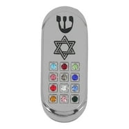 Judaica Mezuzah & Scroll Wood with Stones Pewter Shin Dalet Yud with ...