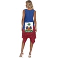 Binienty Sleeveless Sundress with Haiti Flag Print, Asymmetric Hem Midi ...