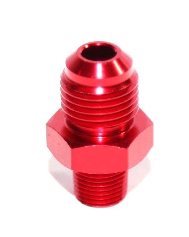 RED 6AN AN-6 to 1/8" NPT Male Thread Straight Aluminum Fitting Adapter ...