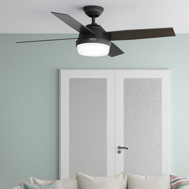 Hunter 52 inch Dempsey Matte Black Ceiling Fan with LED Light Kit and ...