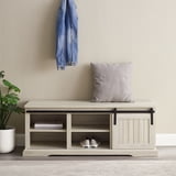 Woven Paths Dorset Grooved Sliding Barn Door Storage Bench, Birch ...