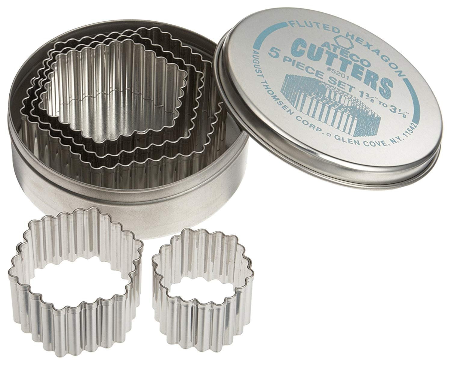 Ateco 5201 Fluted Edge Hexagon Cutters in Graduated Sizes, Stainless ...