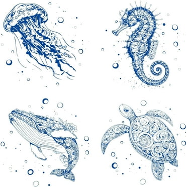 4Styles Sea Animals Window Decals 16 * 16cm Static Glass Sticker ...