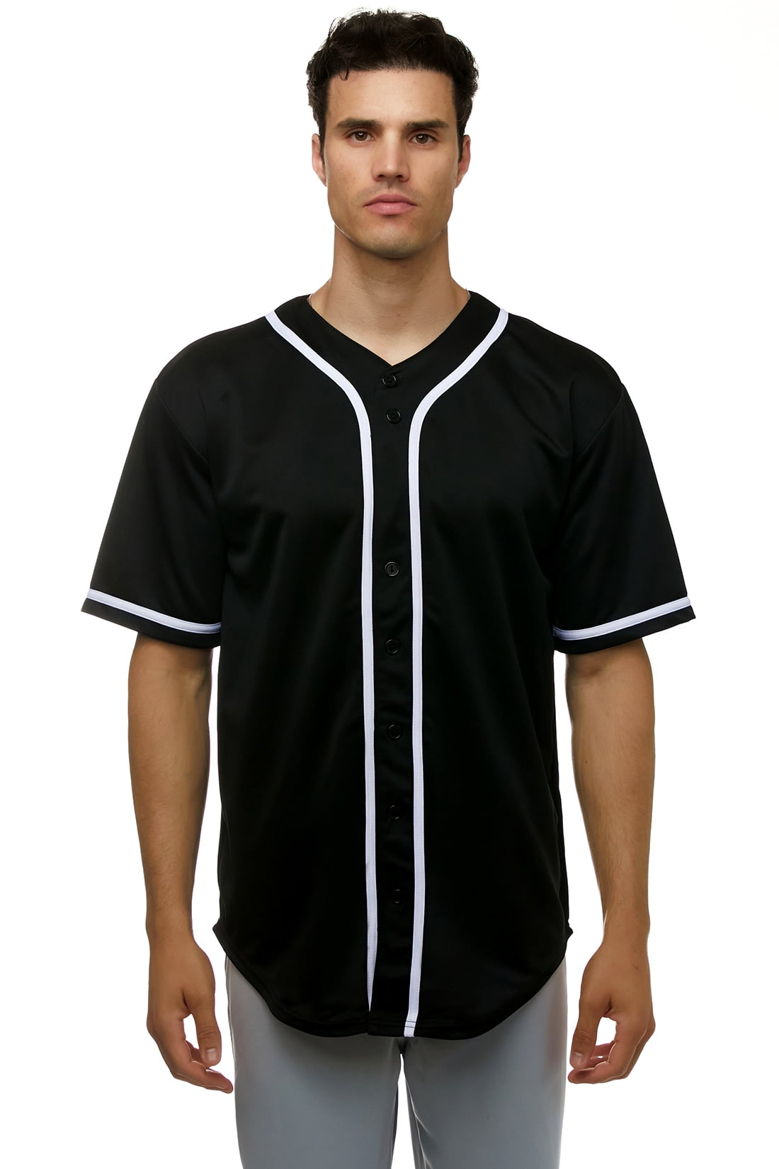 JC DISTRO Men's Baseball Short Sleeve Plain Button Down Team Jersey ...